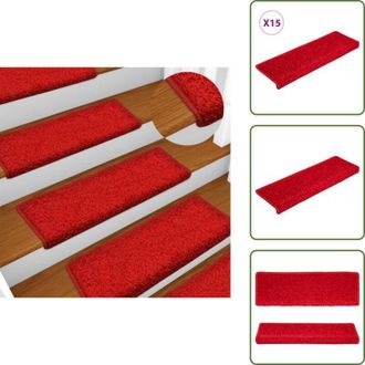vidaXL The Living Store - Tapis descalier 15 pcs 65x21x4 cm Rouge - Tapis Descalier - Tapis Marche - Tapis Antid&eacute;rapant - Protection Escalier - D&eacute;coration