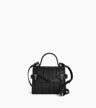 Le Tanneur Petit sac &agrave; main double rabat Emilie en cuir tress&eacute; r&eacute;employ&eacute;