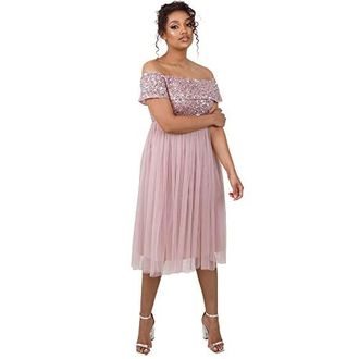 Maya Maya Berry Embellished Halter Neck Maxi Dress Robe de Demoiselle dhonneur, Rose givré., 44