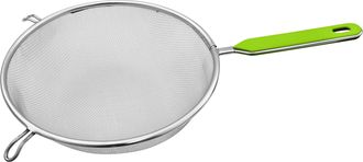 Fackelmann Fackelmann Sieb Ø 20 cm, Küchensieb aus Edelstahl, feinmaschiger Seiher mit Griffeinlage aus Kunststoff (Farbe: Grün/Silber), Menge: 1 Stück