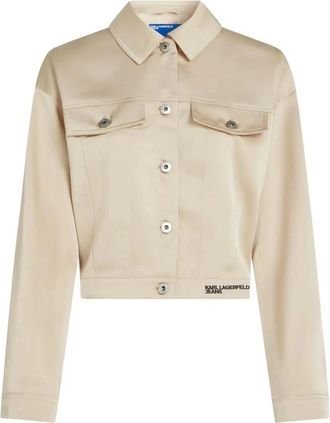 Karl Lagerfeld Femme, Vestes, Beige, Taille: 40 FR Satin Blazer