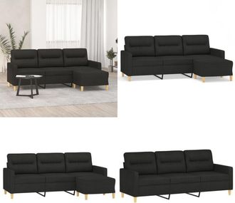 vidaXL Vidaxl - Canapé à 3 places avec repose-pieds Noir 180 cm Tissu - Canapé Trois Places - Canapé Avec Repose-pieds - Canapé Noir - Meuble Salon