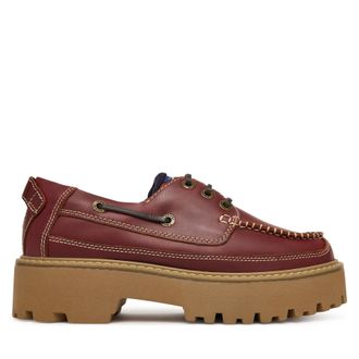 Tommy Jeans Halbschuhe Tommy Jeans Archive 01 Boat Shoe Leather EN0EN03003 Dunkelrot
