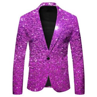 Generic Veste pour homme - Impression 3D - Aspect paillettes - Multicolore - Coupe ajust&eacute;e - Un bouton - Pour carnaval, f&ecirc;te, discoth&egrave;que, Nouvel An, 006., 3X