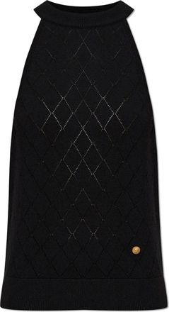 Balmain Femme, Pulls, Noir, Taille: 40 FR Haut en Tricot Sans Manches
