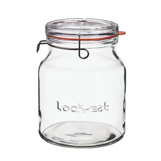 Luigi Bormioli Einmachglas 2 L LOCK-EAT, hochwertiges Bügelglas mit Gummidichtung, Einweckglas mit abnehmbarem Glasdeckel (Farbe: Transparent), Menge: 1 x Stück