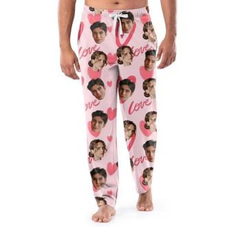 Generic Pantalon de pyjama personnalis&eacute; pour homme et femme avec cordon de serrage et poche, cadeaux personnalis&eacute;s pour amoureux, papa, maman, famille, 5-Roug