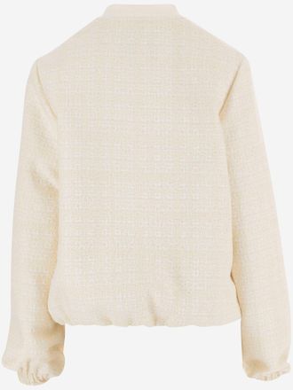 Gucci Womens Checked Cotton Tweed Jacket Beige