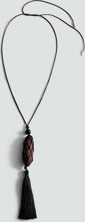 Mango Collier perles franges marron - Femme - Taille unique - MANGO