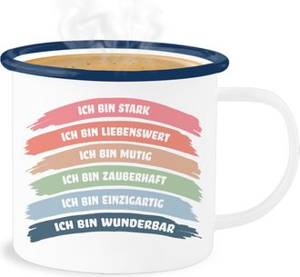 Shirtracer Emaille Becher Blechbecher - Motivation - Tassen - Regenbogen Mutmacher Geschenke Schult&uuml;te Einschulung Spruch I Spr&uuml;che Einschulung Geschenk Affirmat