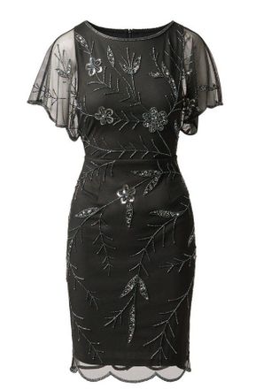 Adrianna Papell Abendkleid Flutter Beaded Dress Umwerfendes, kurzes Cocktailkleid mit Perlenstickerei