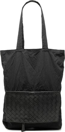 Bottega Veneta Shopper - Intrecciato Trimmed Nylon Eco Tote - Gr. unisize - in Schwarz - f&uuml;r Damen
