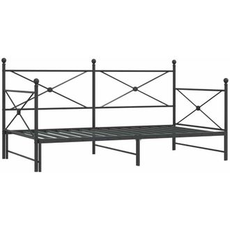 vidaXL Tagesbett Ausziehbar ohne Matratze Schwarz 107x203 cm Stahl Vidaxl