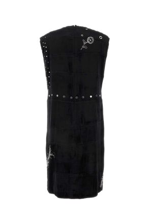 Prada Womens Studded Velvet Dress Black Vetro Ottone