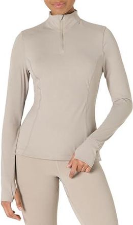 Amazon Essentials Veste à Col Zippé Active FormFlex Ultra Douce, avec Fermeture Éclair à lEncolure et Manches Longues, Coupe Ajustée Femme, Taupe, XXL