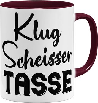 OM3 witzige Klugscheisser Kaffee-Tasse für alle Besserwisser - Spruchtasse aus Keramik - Keramik Becher - 11oz 325ml - Beidseitig Bedruckt - Bordeaux