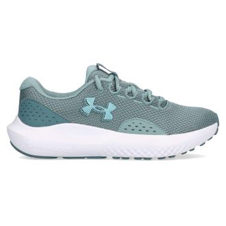 Under Armour Damen Charged Surge 4, leichte und atmungsaktive Laufschuhe, gepolsterte Joggingschuhe f&uuml;r langen Komfort,Serpentine / Jasper Blue / Metallic Serpenti