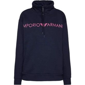 Emporio Armani Collo Zip Logo Eagle Sweatshirt - - Sweatshirts & Hoodies - Damen - Blau - S