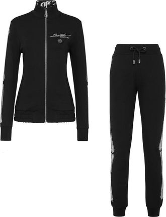 Philipp Plein Femme, Combinaisons et Ensembles, Noir, Taille: 44 FR Ensemble de surv&ecirc;tement Top/Pantalon Crystal