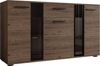Mirjan24 Kommode Salsa Anrichte Highboard Sideboard Schrank Naturtöne Mehrzweckschrank Wohnzimmerschrank, Anrichte (ohne Beleuchtung, Nuss Okapi)