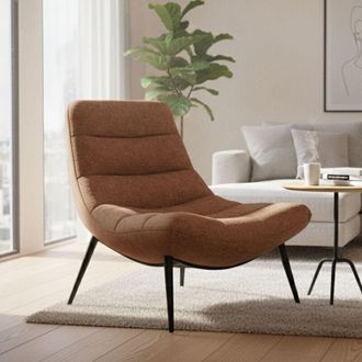 M&S Collection Fauteuil 83x87x84cm en tissu tiss&eacute; lisse terracotta et noir