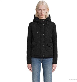 Burberry Cropped Quilted Nylon Hooded Jacket