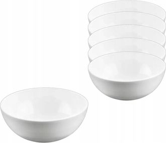 Wilmax England Wilmax - Schale aus Porzellan - 600nl - 6er Set - Salatschüssel - Weißer Schüssel für Snacks, Salat - Ø 14cm- Obstschale - Müsli-Schale - Elegant und 