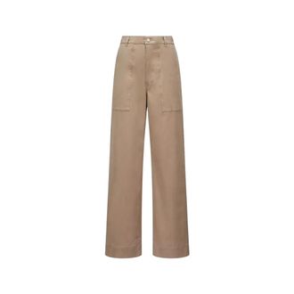 Moncler High Waist Straight Leg Gabardine Hose - - Trousers - Damen - Beige - M