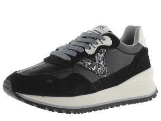 Victoria Low-Top Viento Metallic-Nylon & Glitter-Logo & Passende Spaltlederteile & Gezahnte Sohle 1157102 f&uuml;r Damen Negro 40