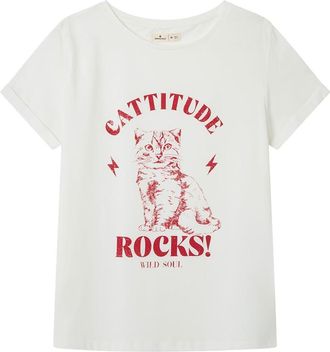 Springfield Damen Camisetademangacortaconestampadourbano,mangasremangadasyaberturaenelbajo Shirt Grafik, Standardweiß A, XS