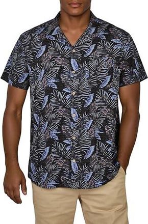 Riverso RIVMick Chemise hawaïenne à manches courtes pour homme - Coupe droite - Poche poitrine - Motif floral - Impression photo - Boutonnière - Vert - Bleu -
