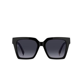 Tommy Hilfiger Femme, Accessoires, Noir, Taille: 53 MM Lunettes de soleil carr&eacute;es noires pour femmes avec verres &agrave; d&eacute;grad&eacute; gris