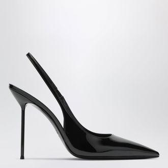 PARIS TEXAS Lidia Slingback-Pumps aus schwarzem Lackleder