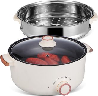 Valiclud Elektro-ramenkocher Mit Gemüsedampfkorb Tragbarer Elektrischer Kochtopf Für Schnelles Aufheizen Für Wohnheim Büro Und Reisen Zum Kochen Und