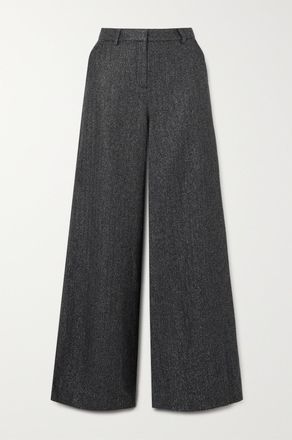 L'agence Pantalon Large En Laine M&eacute;lang&eacute;e &Agrave; Chevrons M&eacute;tallis&eacute;s Pilar - Gris