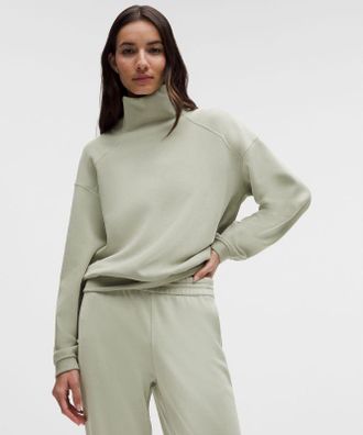 lululemon Brushed Softstreme Funnel Neck f&uuml;r Frauen - Gr&ouml;&szlig;e XL in Fog Green