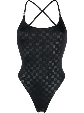 Misbhv maillot de bain à motif monogrammé - Noir