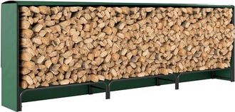 OUTSUNNY Bois dextérieur en métal, porte-bûches dextérieur avec couvercle imperméable, structure réglable, porte bois surélevé, 1 m³, 300 x 36 x 99 cm, noir et