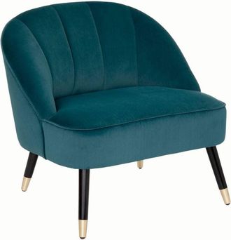 Atmosphera Atmosphera - Fauteuil Naova en velours bleu canard cr&eacute;ateur dint&eacute;rieur