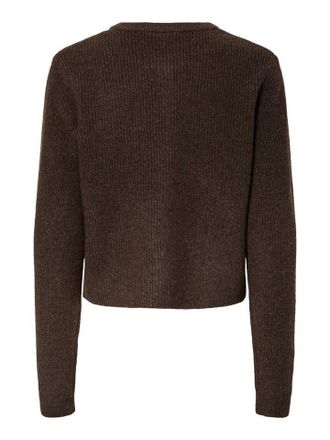 Pieces Strickpullover PCSILLY LS O-NECK KNIT CARDIGAN NOO, Hot Fudge/MELANGE