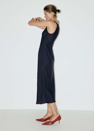 Mango Robe halter &agrave; carreaux bleu - Femme - S - MANGO