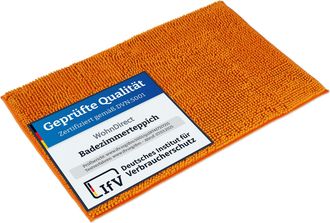 WohnDirect Badematte 50x80 cm Orange - Saugstarker Duschvorleger & Badvorleger - Weicher Hochflor Badezimmerteppich Rechteckig, Waschbar & Oeko-Tex (Versand aus 
