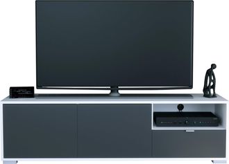 Vladon TV-Board Milano, Lowboard mit 2 Türen inund 1 Schublade in Anthrazit matt, Made in Germany, Korpus Weiß matt (152,5 x 43 x 37 cm)