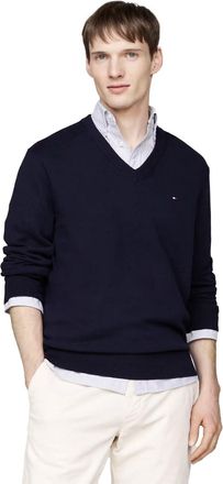 Tommy Hilfiger Herren Pullover Pima Org Ctn Cashmere V Neck mit V-Ausschnitt, Blau (Desert Sky), 3XL