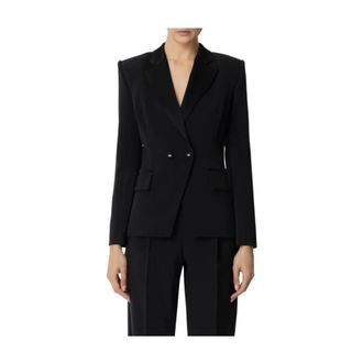 Elisabetta Franchi Femme, Vestes, Noir, Taille: 38 FR Blazer Cr&ecirc;pe Crois&eacute;