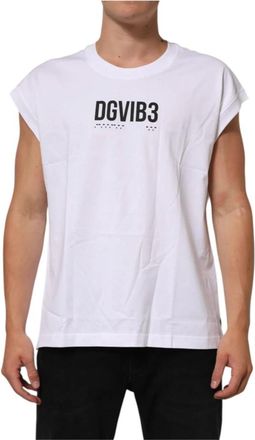 Dolce & Gabbana Homme, Tops, Blanc, Taille: XS Débardeur Imprimé en Coton Blanc