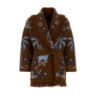 Alanui Jacquard Strick-Cardigan mit G&uuml;rtel und Fransen - - Knitwear - Damen - Mehrfarbig - M