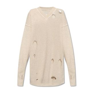 Maison Margiela Femme, Pulls, Beige, Taille: 40 FR Pull-over &agrave; d&eacute;coupes