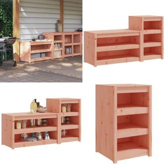 vidaXL Outdoor-K&uuml;chenschr&auml;nke 2 Stk. Massivholz Douglasie - Gartenm&ouml;bel - Holzschrank - Au&szlig;engarten - Esstischset - Grillzubeh&ouml;r - Home & Living