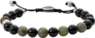 Diesel Homme, Bracelet en perles semi-pr&eacute;cieuses avec fermoir &agrave; glissi&egrave;re